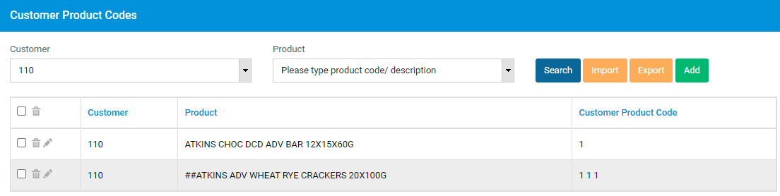 Customer Product Code – SalesWorx