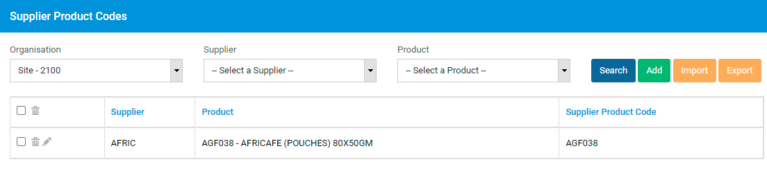 Supplier Product Codes – SalesWorx